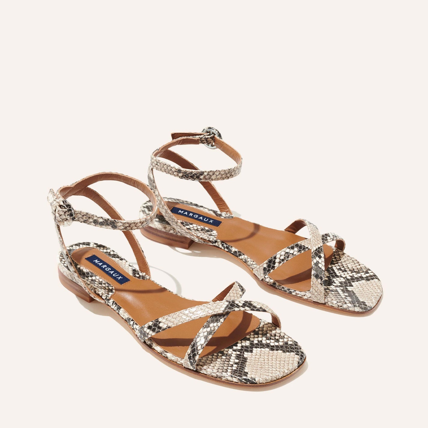 The Flat Sandal - Natural Python Embossed – Margaux